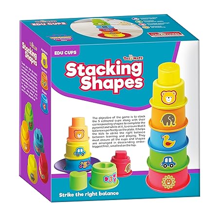 toymate Stacking Shapes, 5 Colourful Cups & Shapes-Learning- Stacking ...